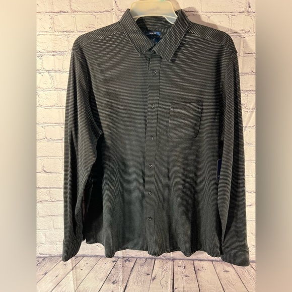 George | Shirts | George Men New Black Pokey Dot Button Down Shirt Size ...